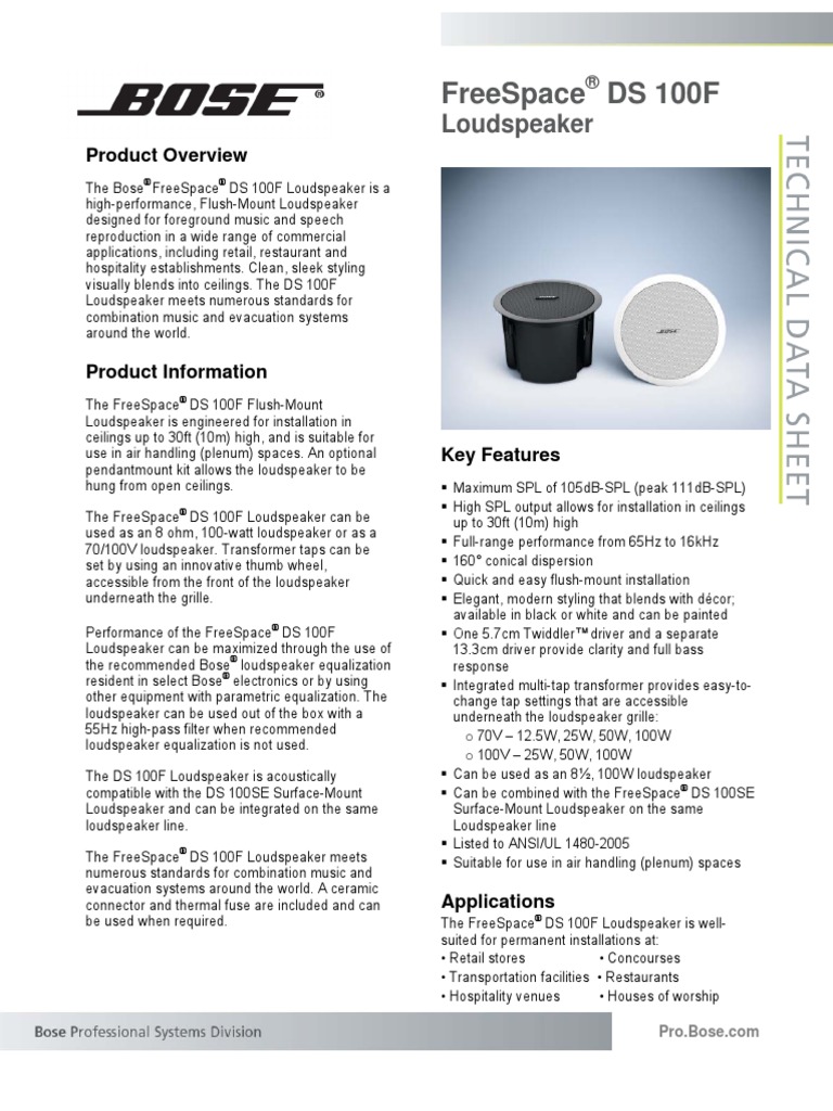 Freespace Ds 100F: Loudspeaker | PDF | Loudspeaker | Equalization (Audio)
