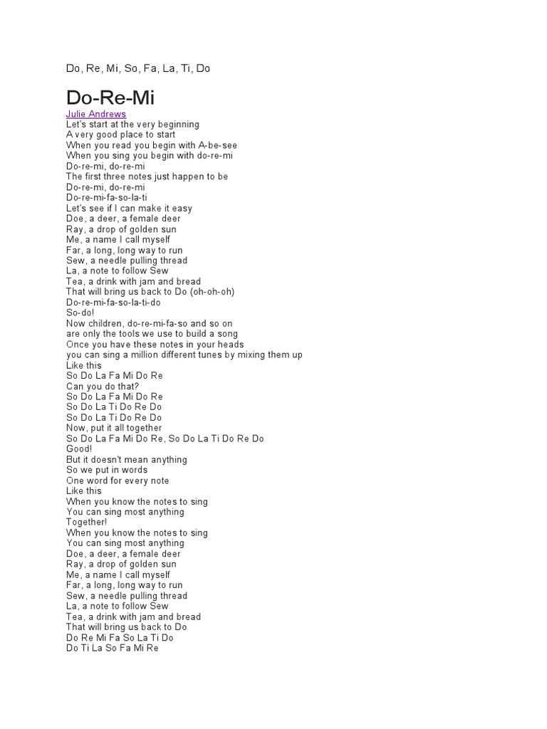 Do Re Mi Fa So La Ti Do Lyrics | PDF | Language Arts & Discipline | Poetry
