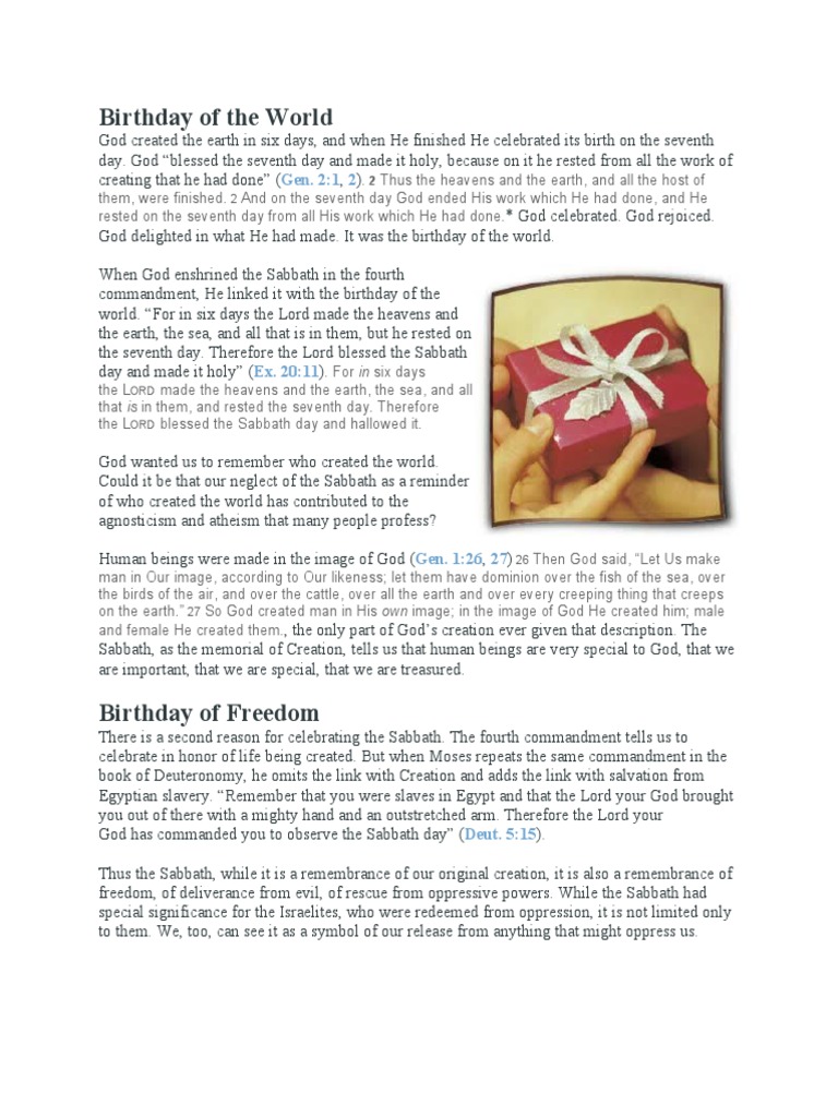 Birthday of The World | PDF | Ten Commandments | Shabbat