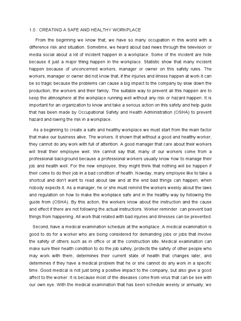 Essay Bi Safety and Health | Download Free PDF | Occupational Safety ...