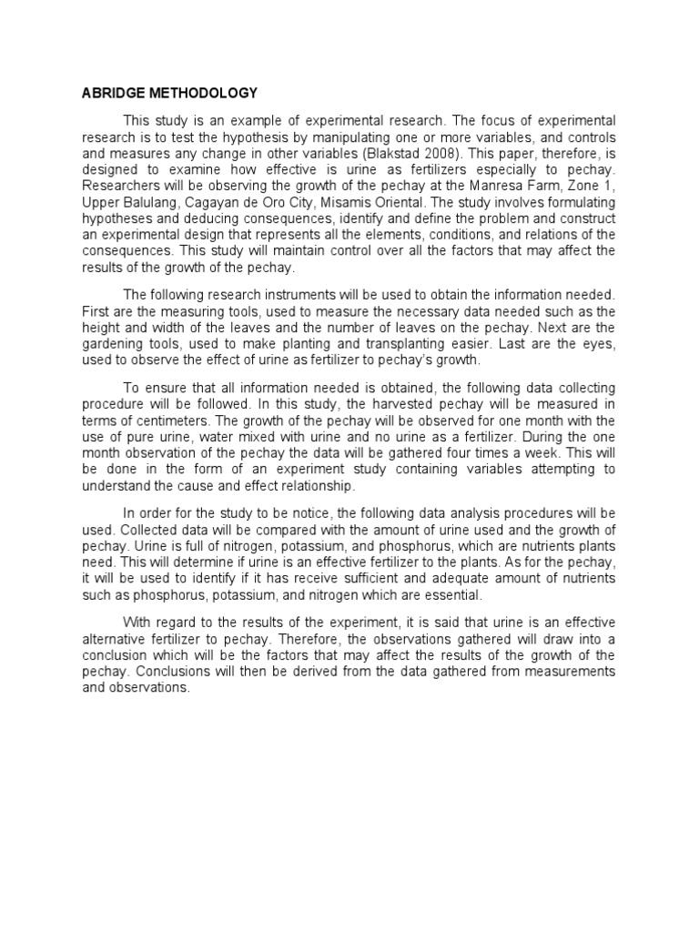 Example Of Methodology Paper