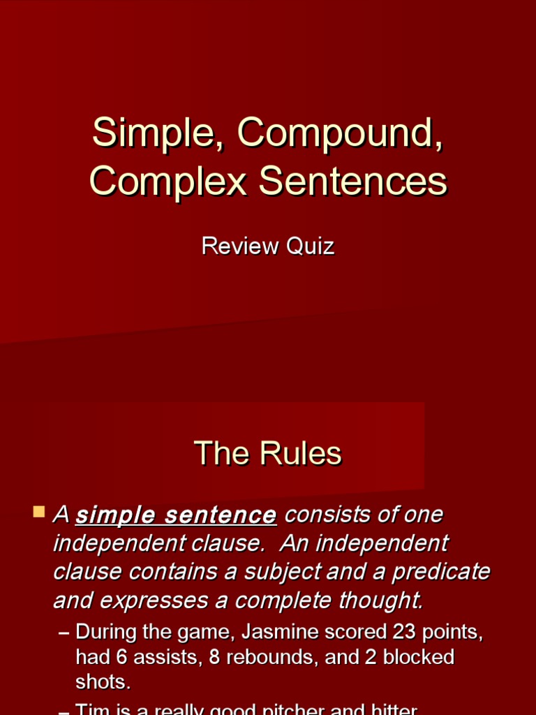 SLIDES - Simple Compound Complex Sentences PDF | Download Free PDF ...