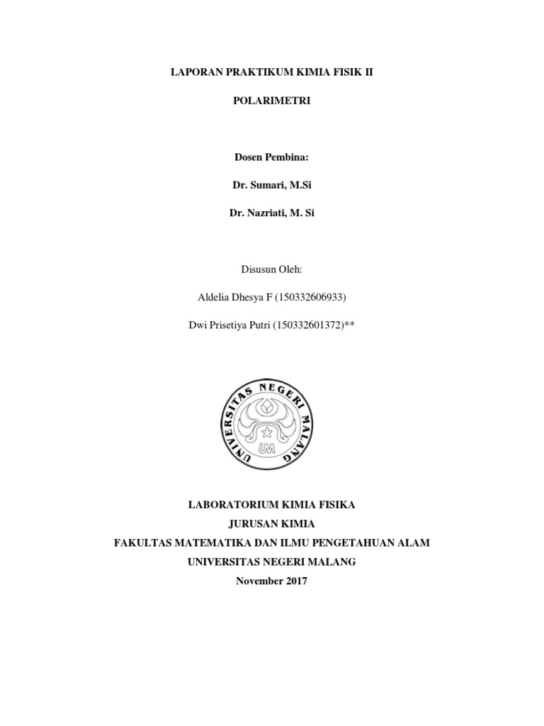 LAPORAN PRAKTIKUM KIMIA FISIK Polarimetri PDF | PDF