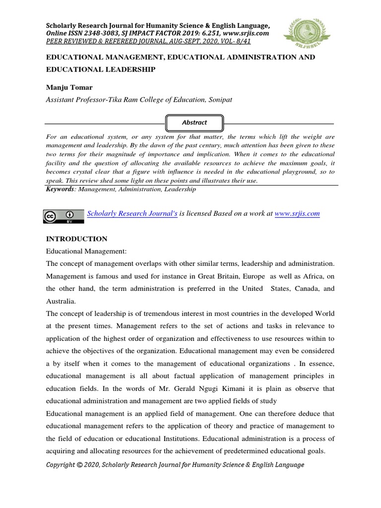 Educational Management, Educational Administration and Educational ...