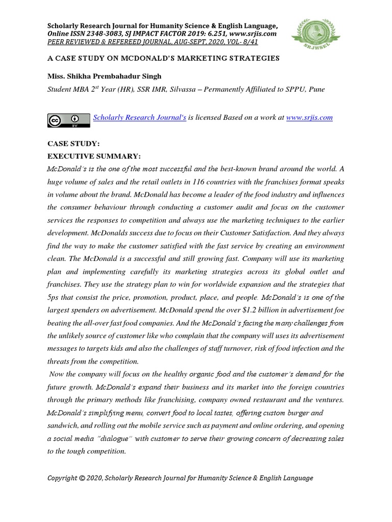 A Case Study On Mcdonald's Marketing Strategies | PDF | Mc Donald's ...