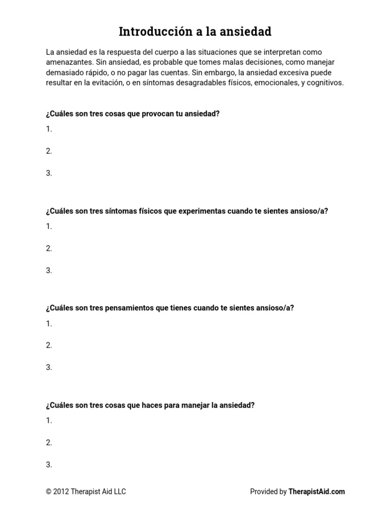 Introduction To Anxiety Spanish PDF | PDF