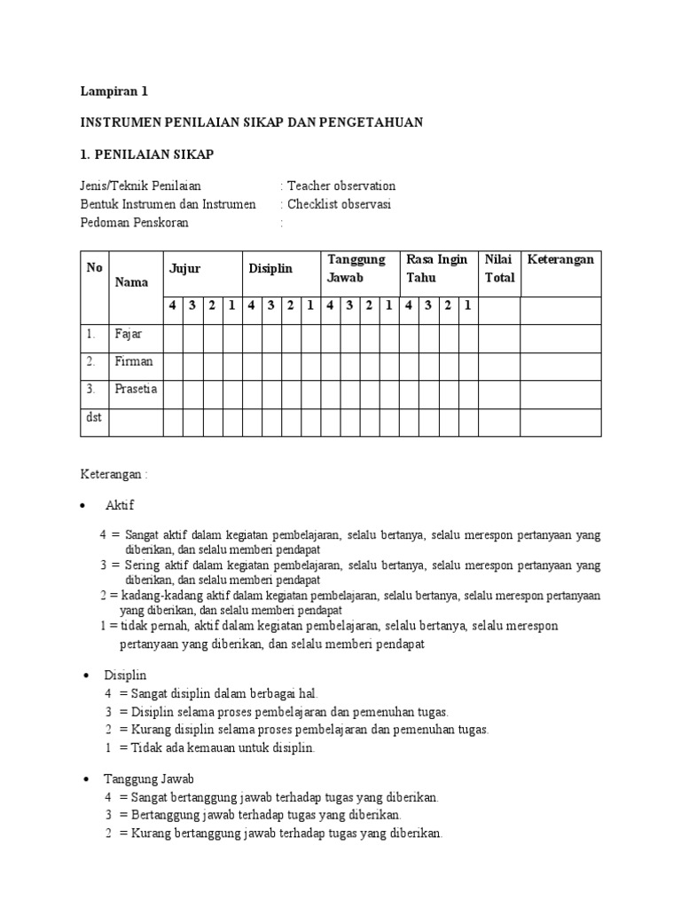 1.lampiran Penilaian RPP 1 | PDF