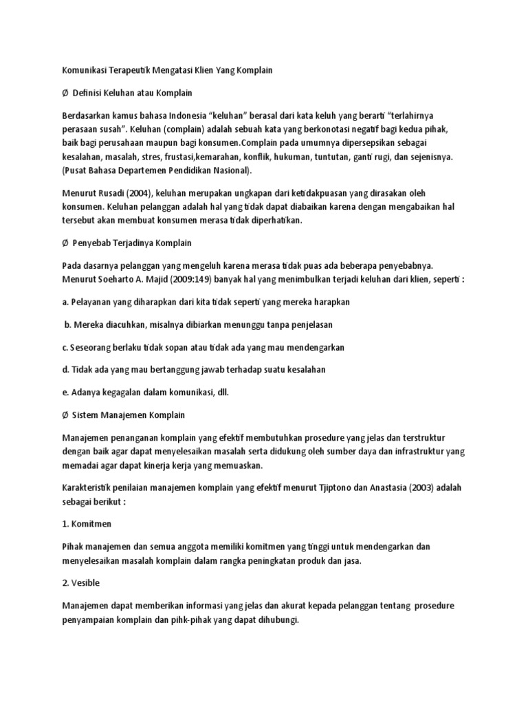 Komunikasi Pasien Komplain | PDF