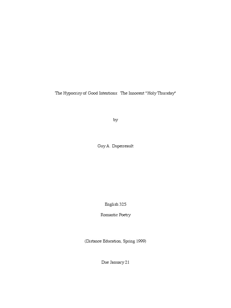 William Blake - 'Holy Thursday' From Songs of Innocence | PDF | William ...