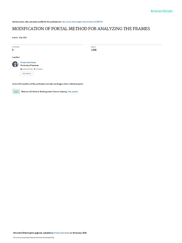Modification of Portal Method For Analyzing The Frames: Article | PDF ...