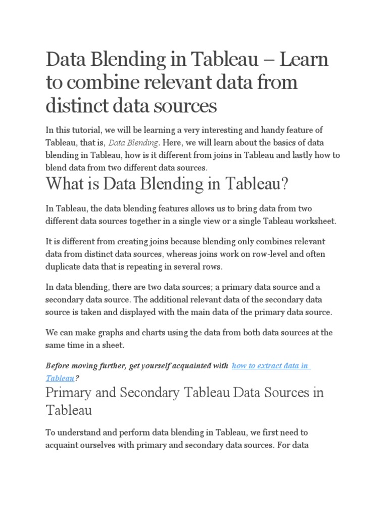 Data Blending in Tableau 27 | PDF | Table (Database) | Databases