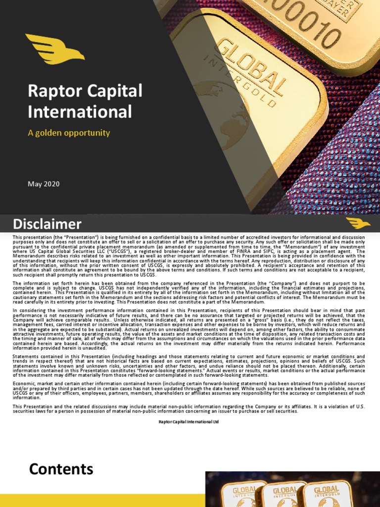 Raptor Capital Presentation | PDF | Put Option | Option (Finance)