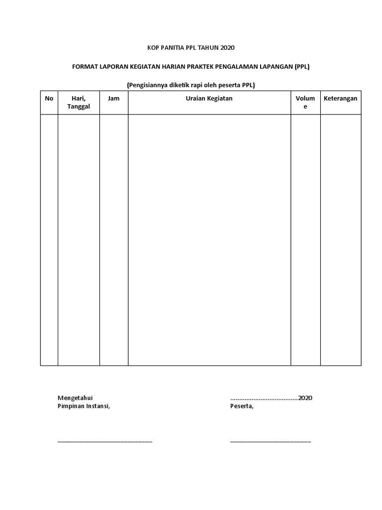 Format Laporan Kegiatan Harian | PDF