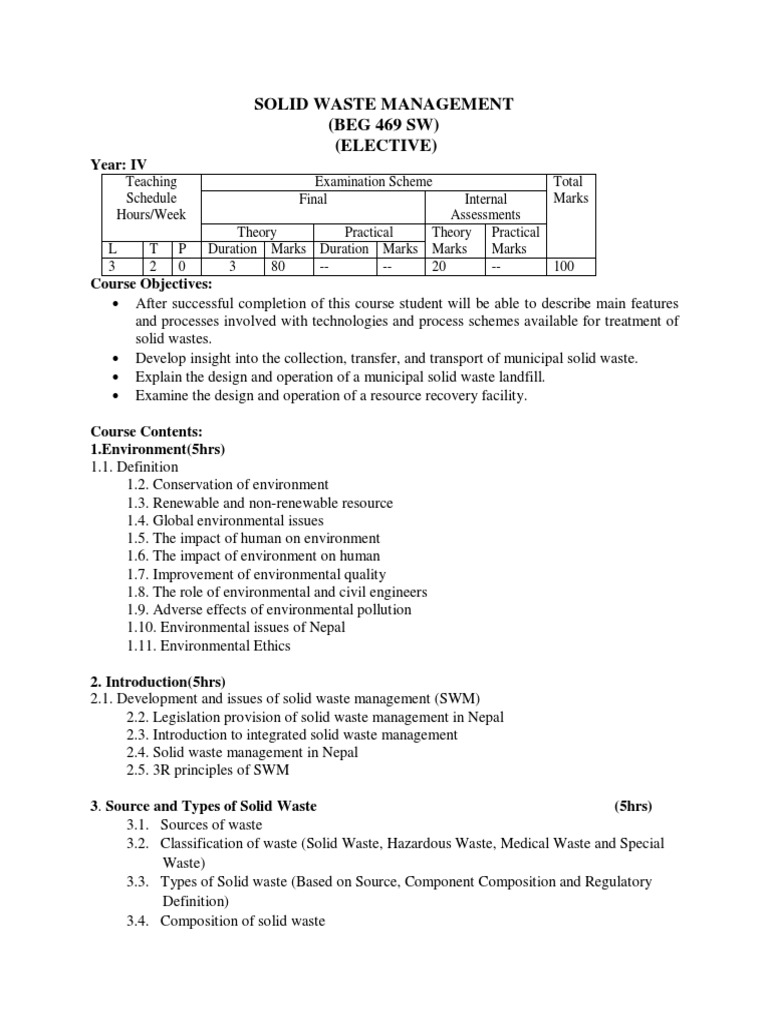 Solid Waste Management | PDF | Municipal Solid Waste | Waste Management