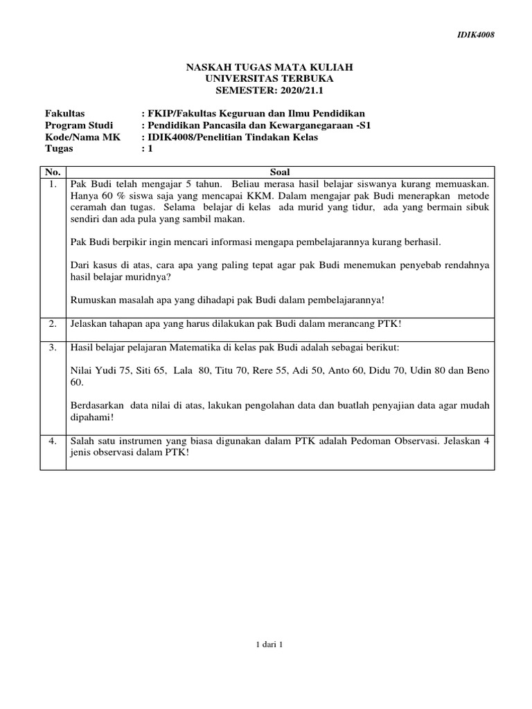 Naskah Idik4008 Tugas1 | PDF