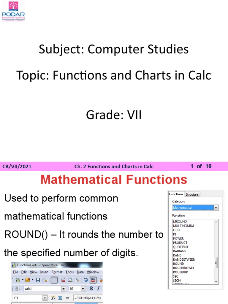CB VII Computer Studies Ch2 FunctionsandChartsinCalc | PDF | Pie Chart ...