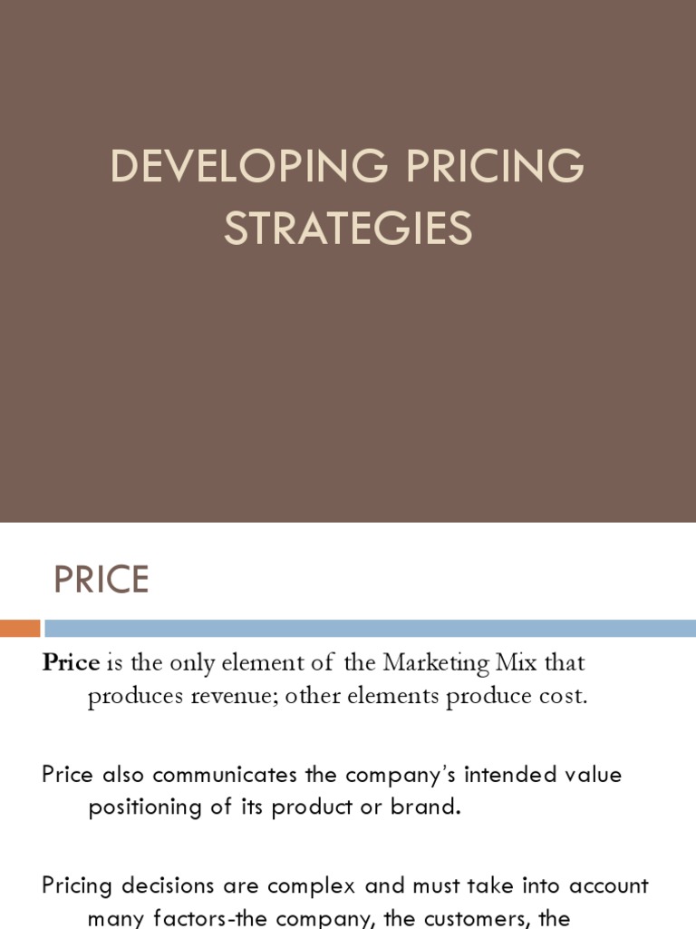 Developing Pricing Strategies | PDF | Pricing | Demand