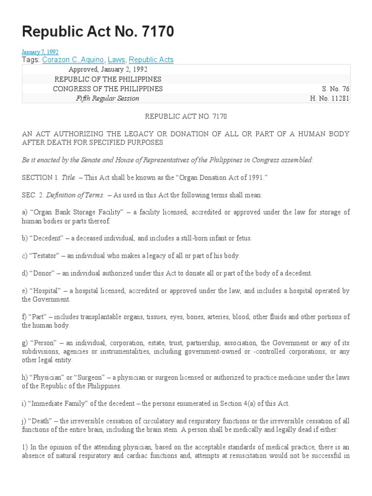 Ra 7170 | PDF | Will And Testament | Death