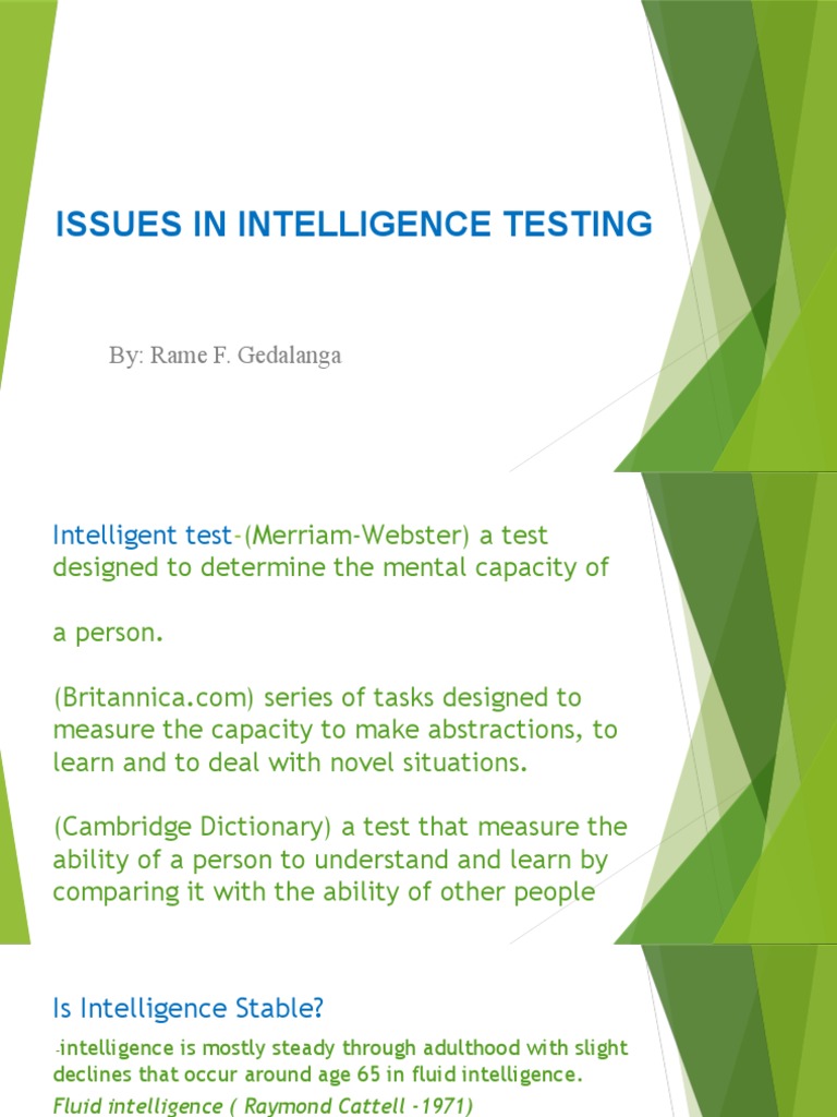 Issues in Intelligence Testing | PDF | Intelligence Quotient | Intelligence
