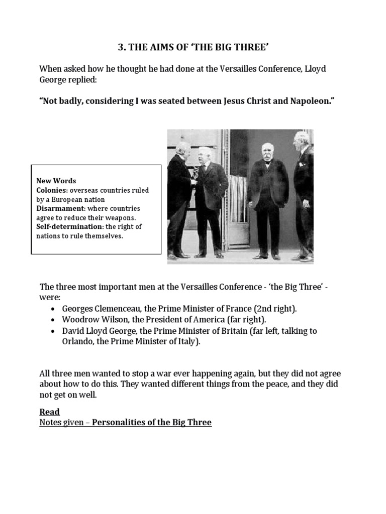 The Aims of The Big Three' | PDF | Treaty Of Versailles | David Lloyd ...
