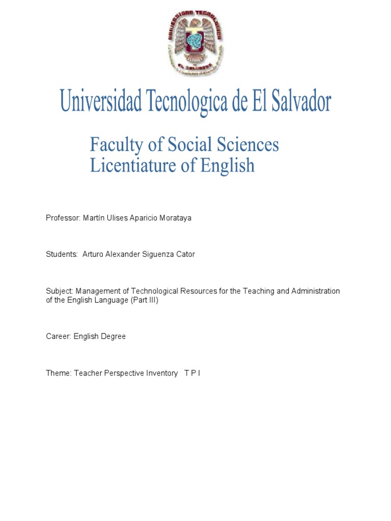 Teacher Perspective Inventory TPI | PDF | Teachers | Learning