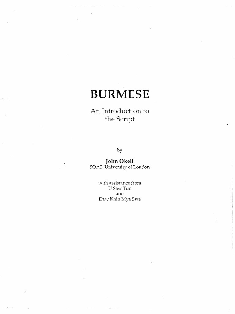 Okell John Burmese An Introduction To The Script | PDF | Pali | Latin ...