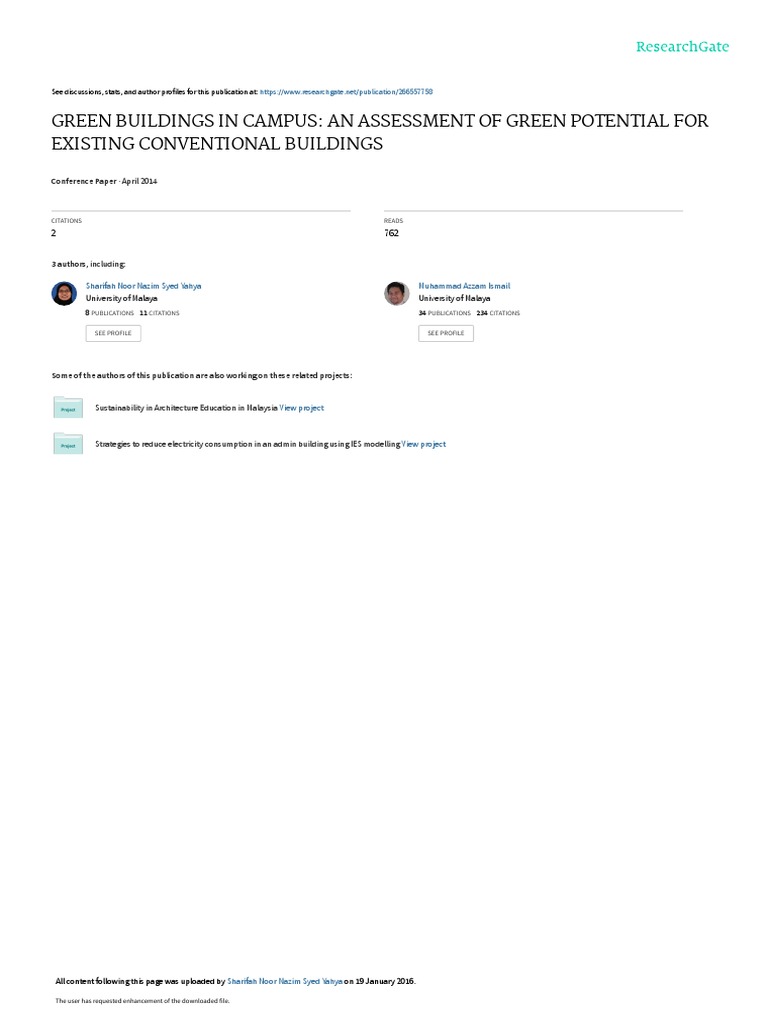 Green Buildings in Campus: An Assessment of Green Potential For ...