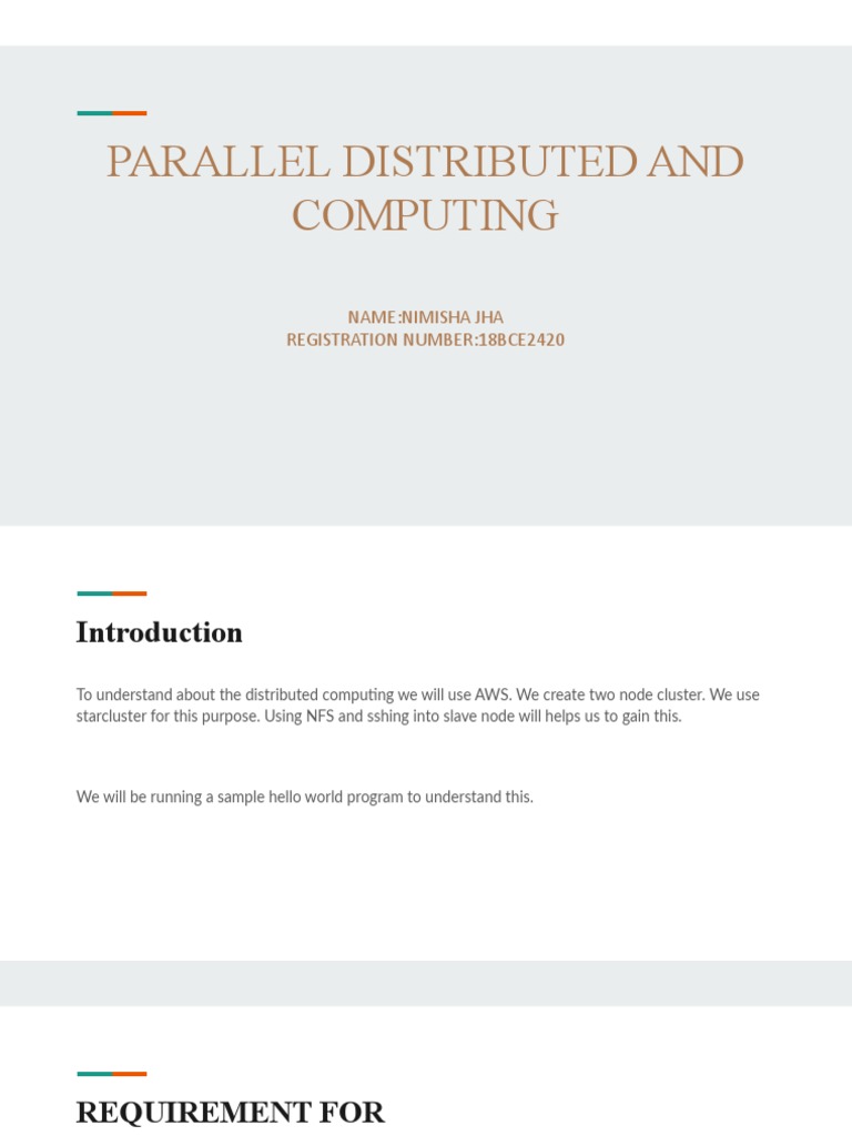 Parallel Distributed and Computing: Name:Nimisha Jha Registration Number:18Bce2420 | PDF