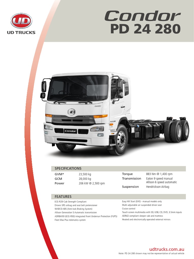Condor PD 24 280 Spec Sheet | PDF | Anti Lock Braking System | Truck