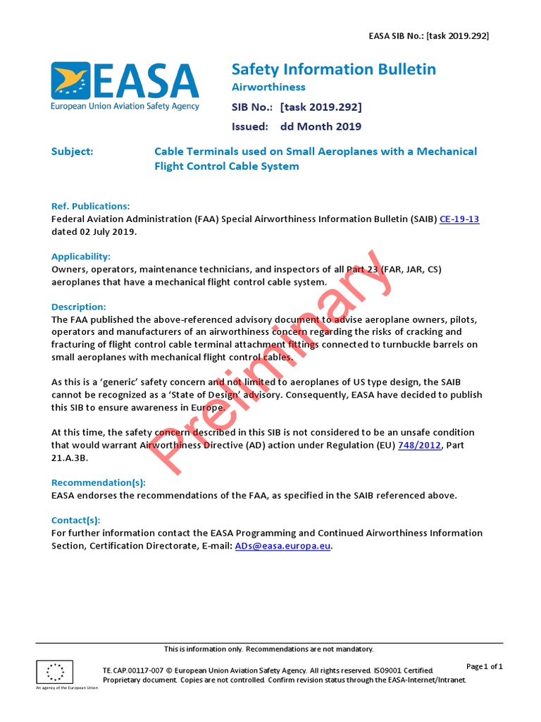 EASA - SIB - (Task 2019.292) - Preliminary - Able Terminals Used On Small Aeroplanes With A ...