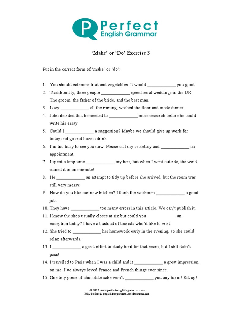 Make or Do Exercise 3 PDF | PDF | Groomsman | Wedding