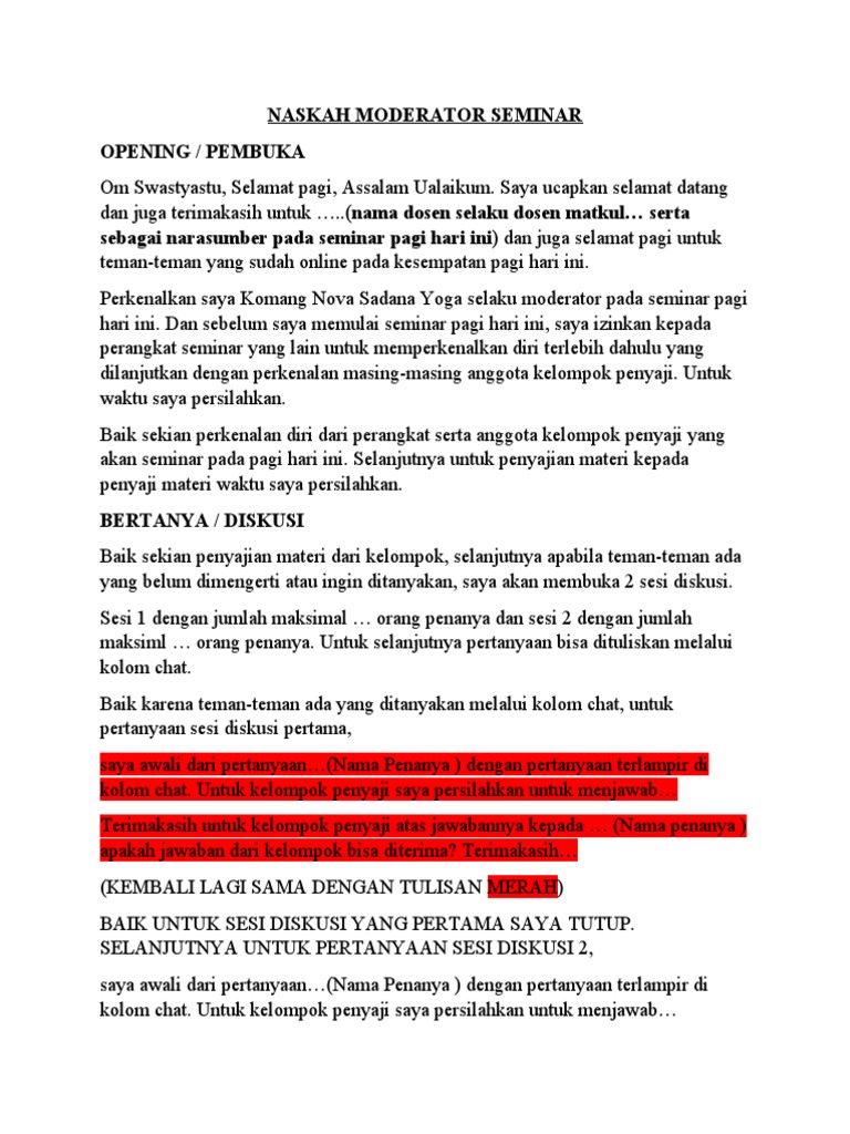 Naskah Moderator Seminar | PDF