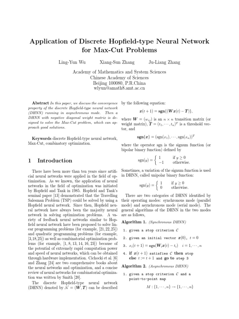 Application of HNN For Max Cut Problem | PDF | Mathematical ...