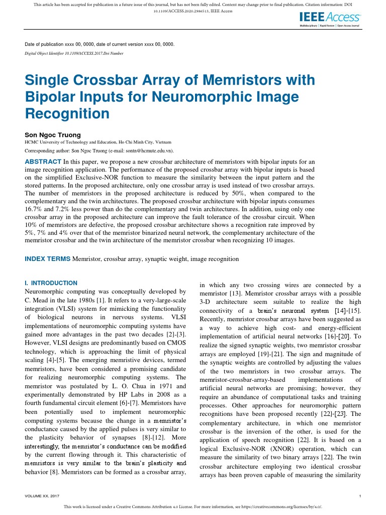 Single Crossbar Array of Memristors With Bipolar I | PDF | Electronics ...