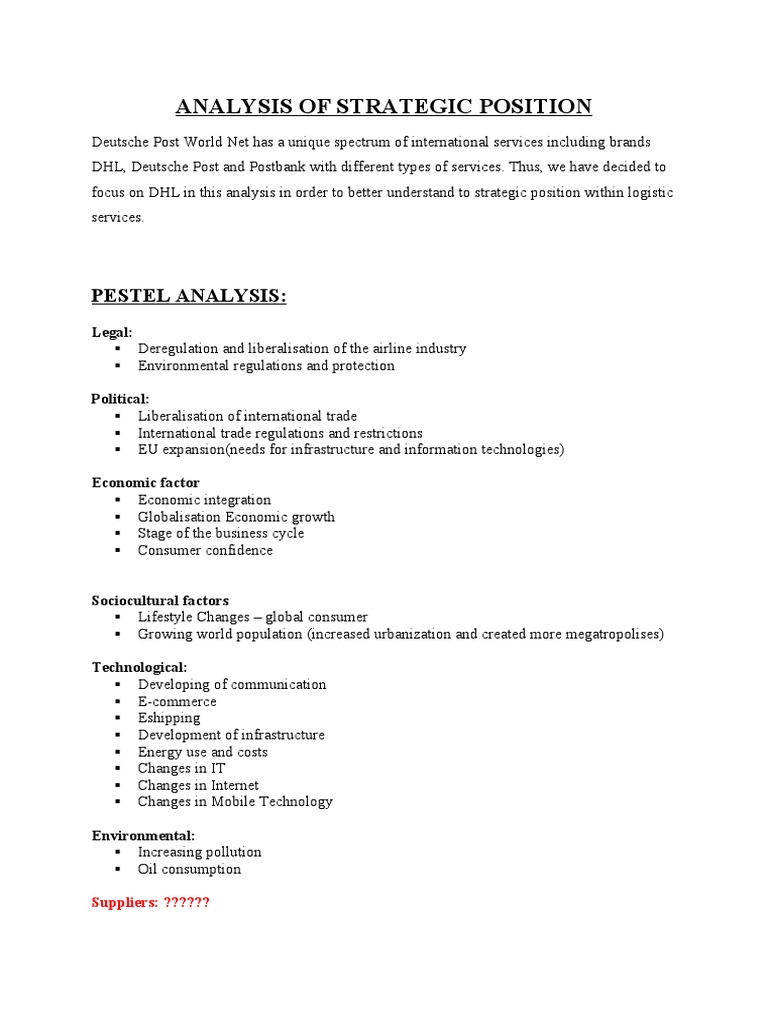 Analysis of Strategic Position | PDF | United Parcel Service | Courier