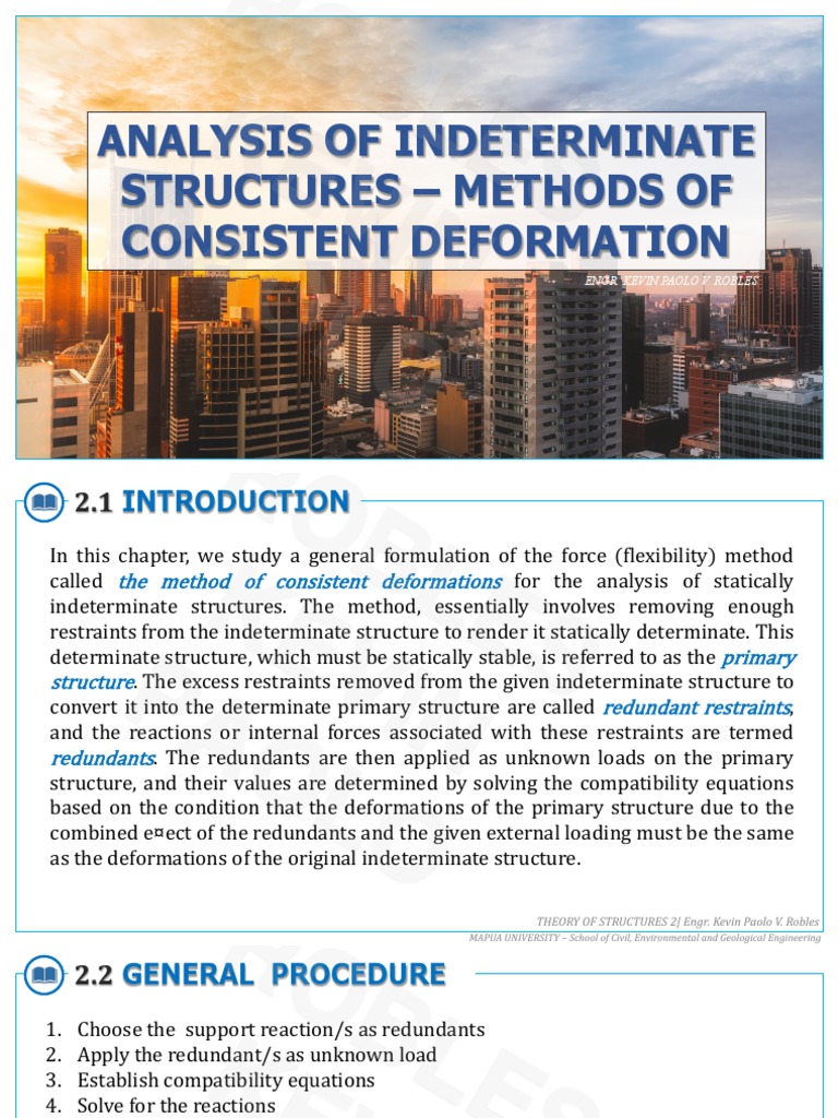 Analysis of Indeterminate Structures Using the Method of Consistent Deformations | PDF | Bending ...