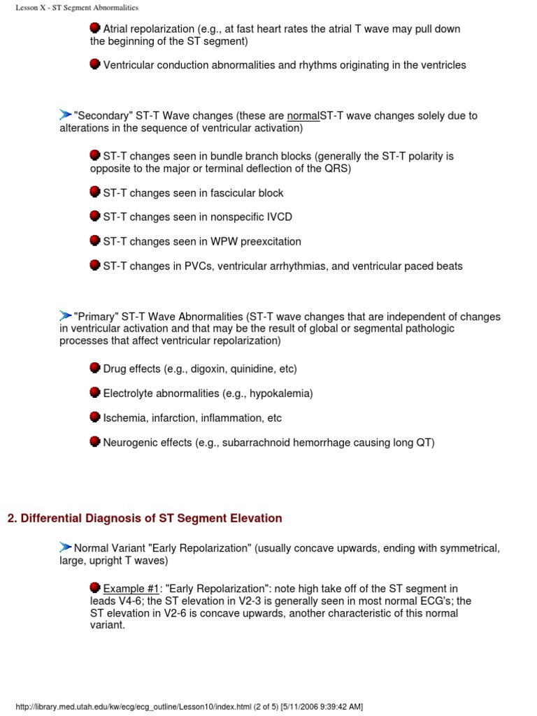 Differential Diagnosis of ST Segment Elevation | PDF
