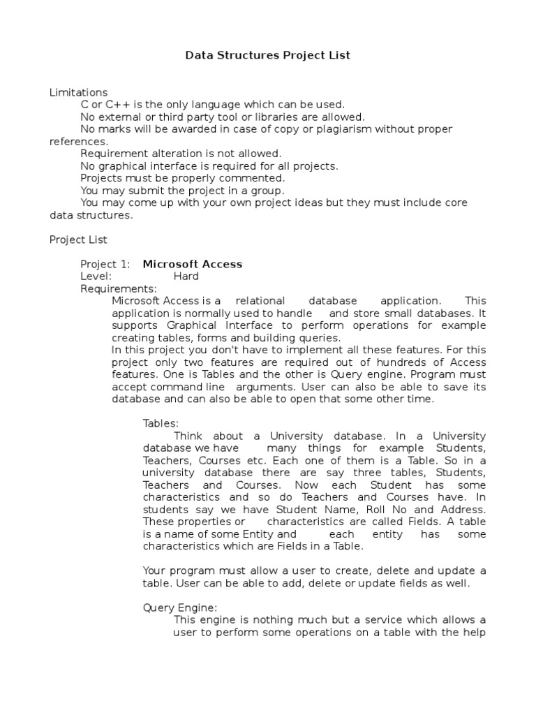 DSA Project List | PDF | Databases | Microsoft Access