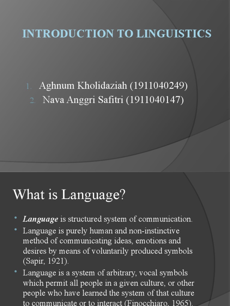 Introduction To Linguistics | PDF | Linguistics | Grammar