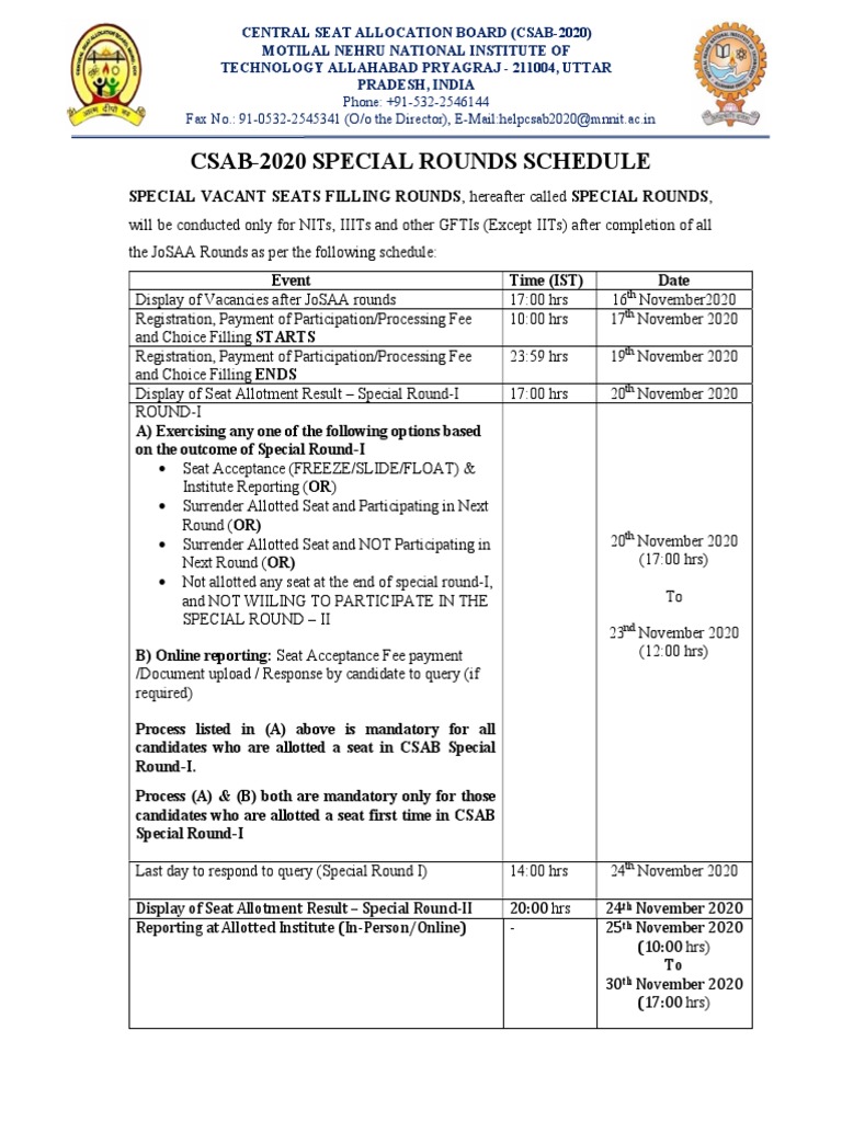 Csab-2020 Special Rounds Schedule: TH TH | PDF | Business