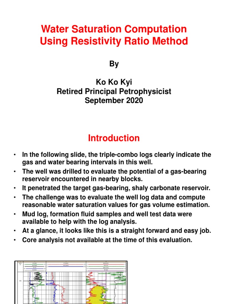 Water Saturation Computation Using Resistivity Ratio | Download Free ...