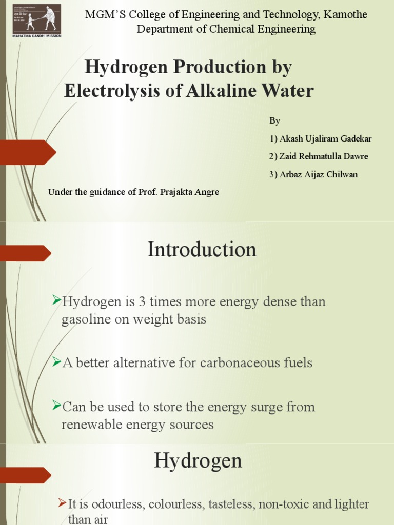 Alkaline Water Electrolysis for Hydrogen Production | PDF | Hydrogen ...