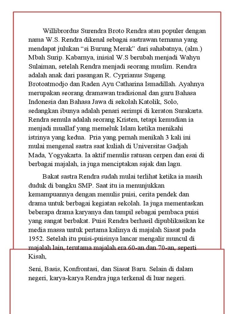 W.S. Rendra: Sastrawan Legendaris | PDF | Puisi