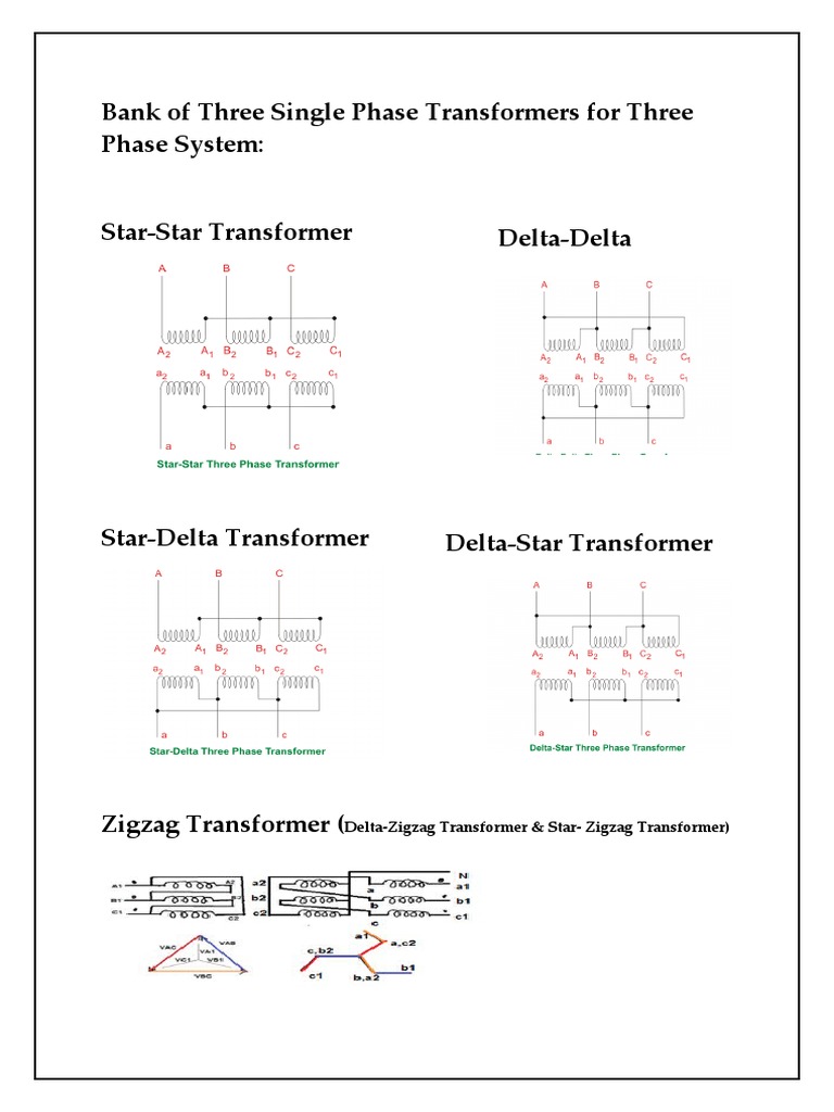 Bank of Three Single Phase Transformers For Three Phase System | PDF