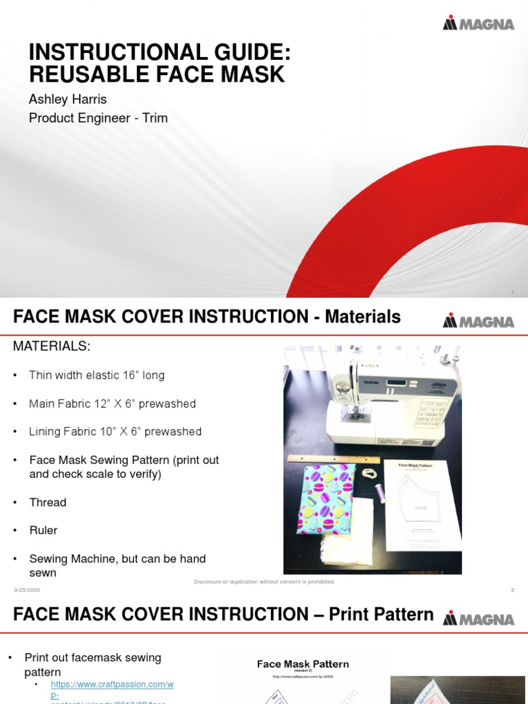 Instructional Guide: Reusable Face Mask: Ashley Harris Product Engineer ...