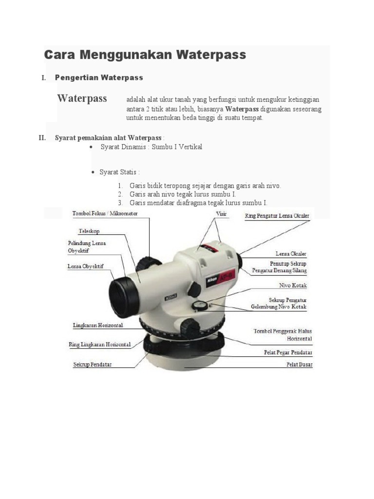 Cara Menggunakan Waterpass | PDF