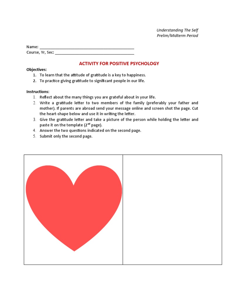 Activity For Positive Psychology: Objectives | PDF | Gratitude | Social ...