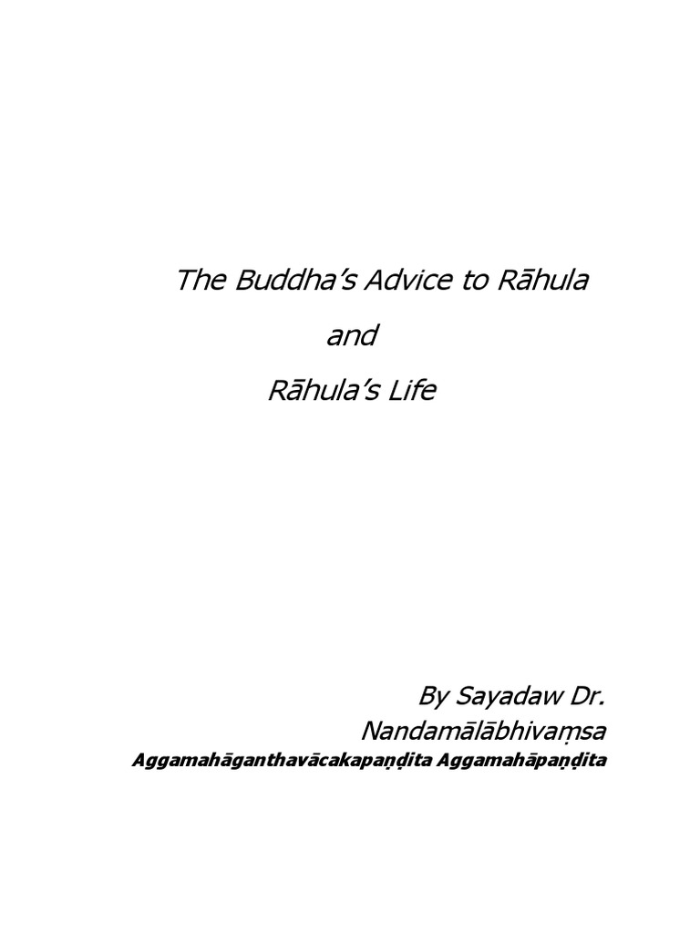 Advice To Rahula - DR Nandamaalaa PDF | PDF | Vipassanā | Gautama Buddha