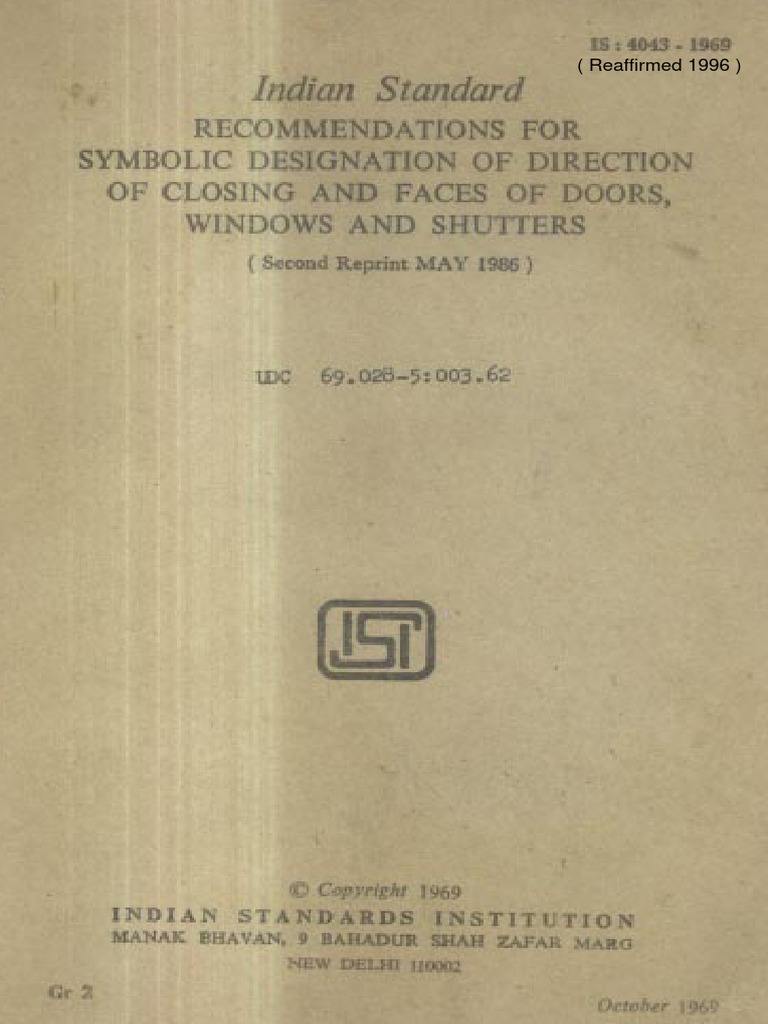 Reaffirmed 1996 | PDF | Door | Architectural Elements