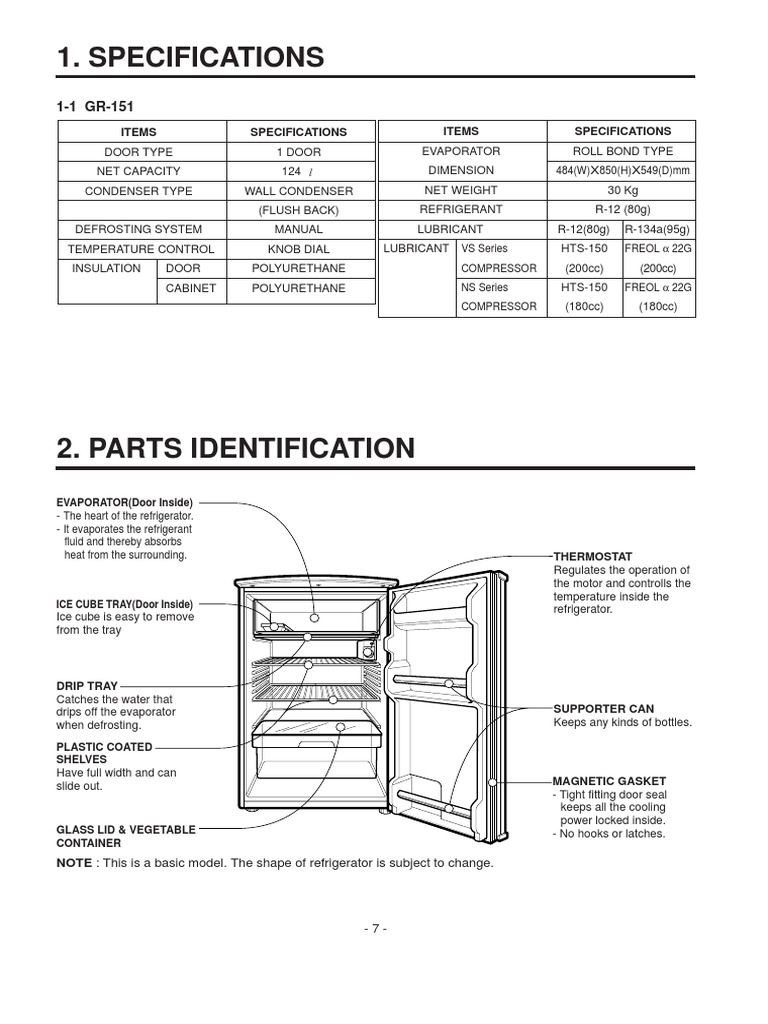 Identification gr-151 PDF | PDF | Refrigerator | Cold